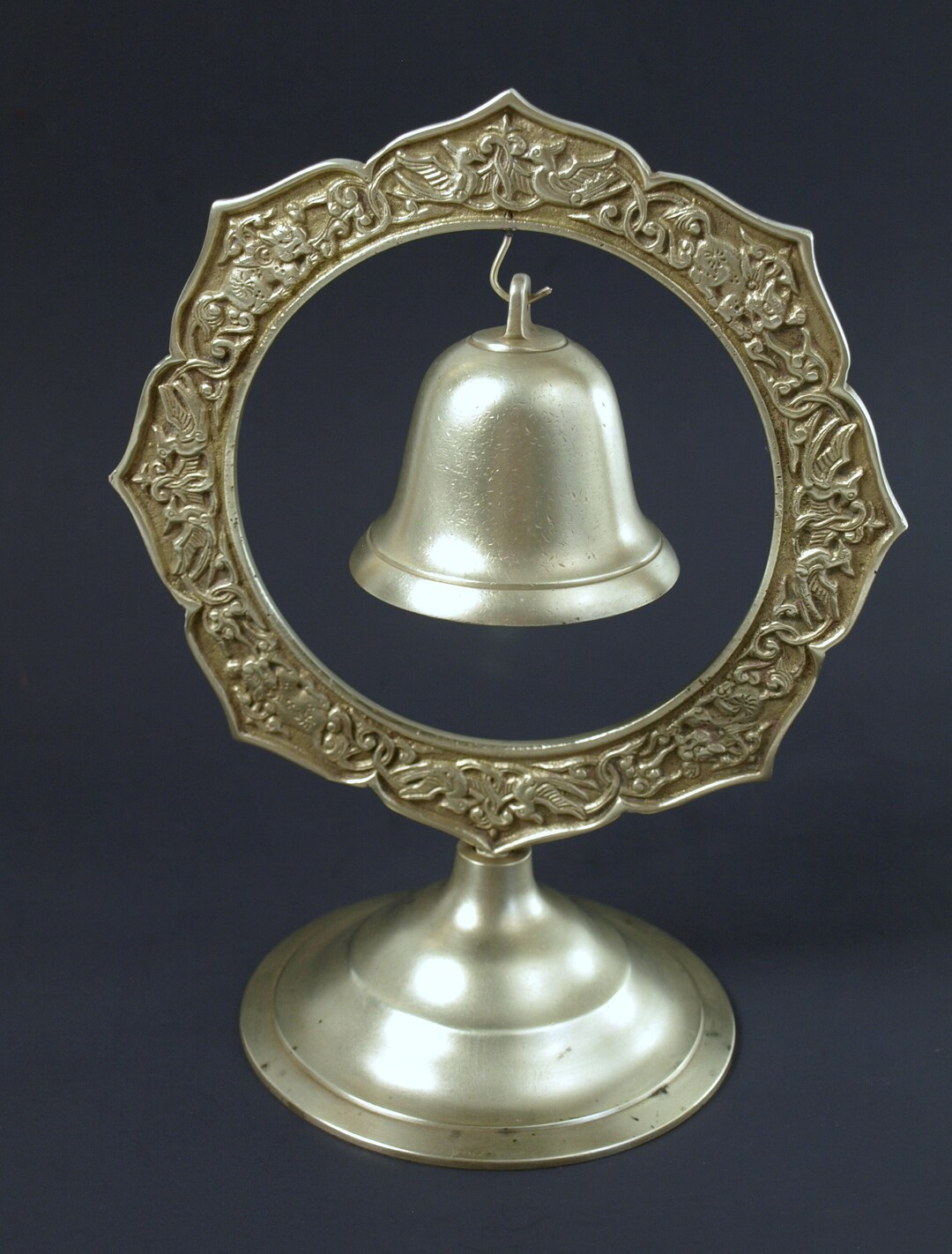 Vintage Brass Gong Bell, 9.25 Tall W/o Mallet Likely Handmade in India ...