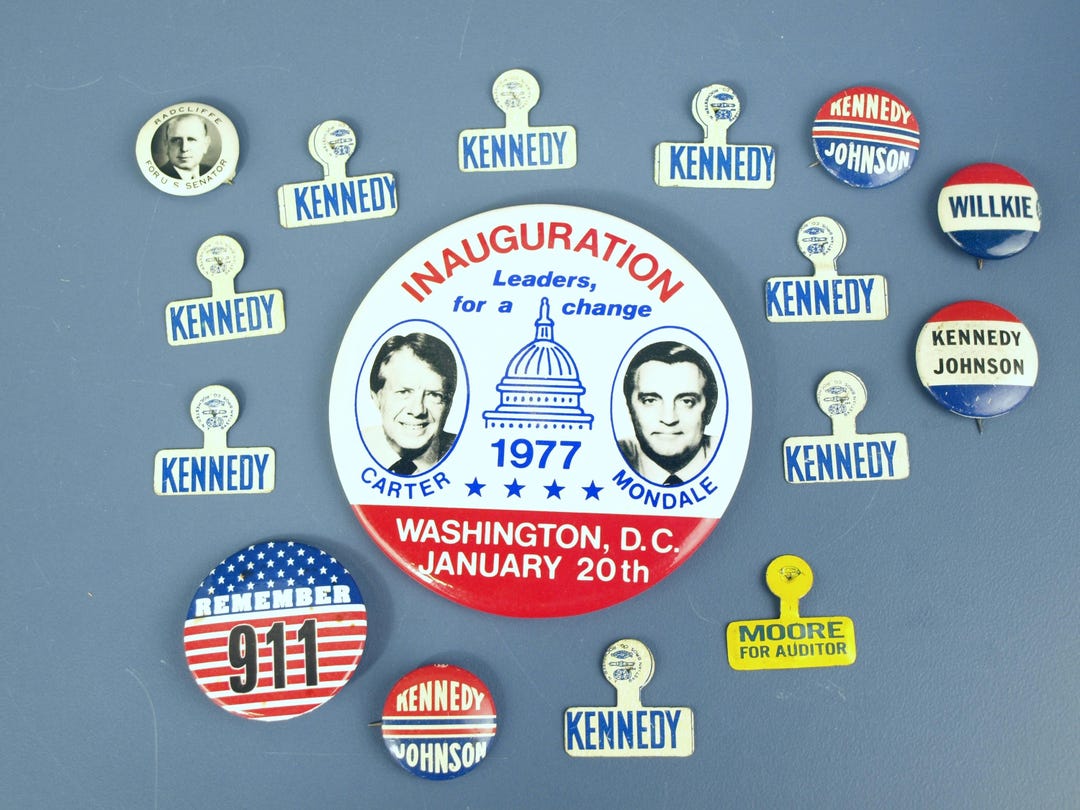 Vintage Inauguration JFK & Carter Pin Buttons and Lapel Pins Lot ...