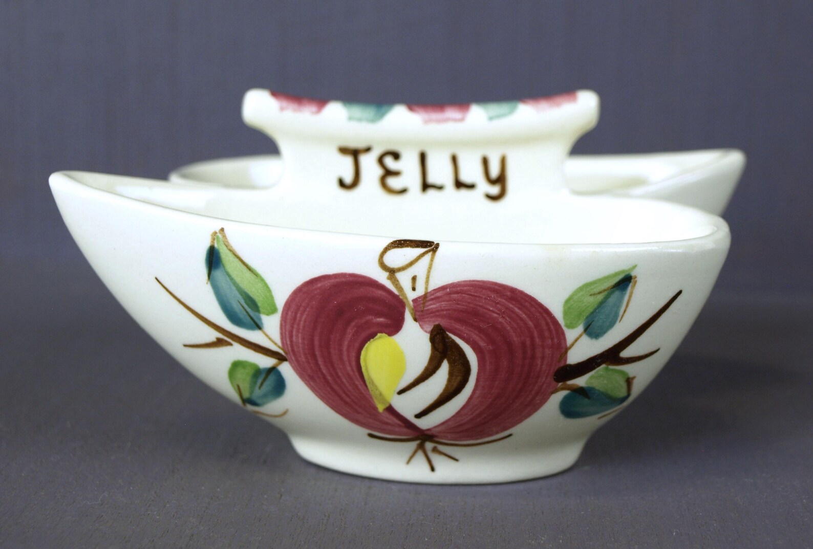 Vintage Purinton Split Jam / Jelly Dish With Apple Pattern Circa 1940's ...