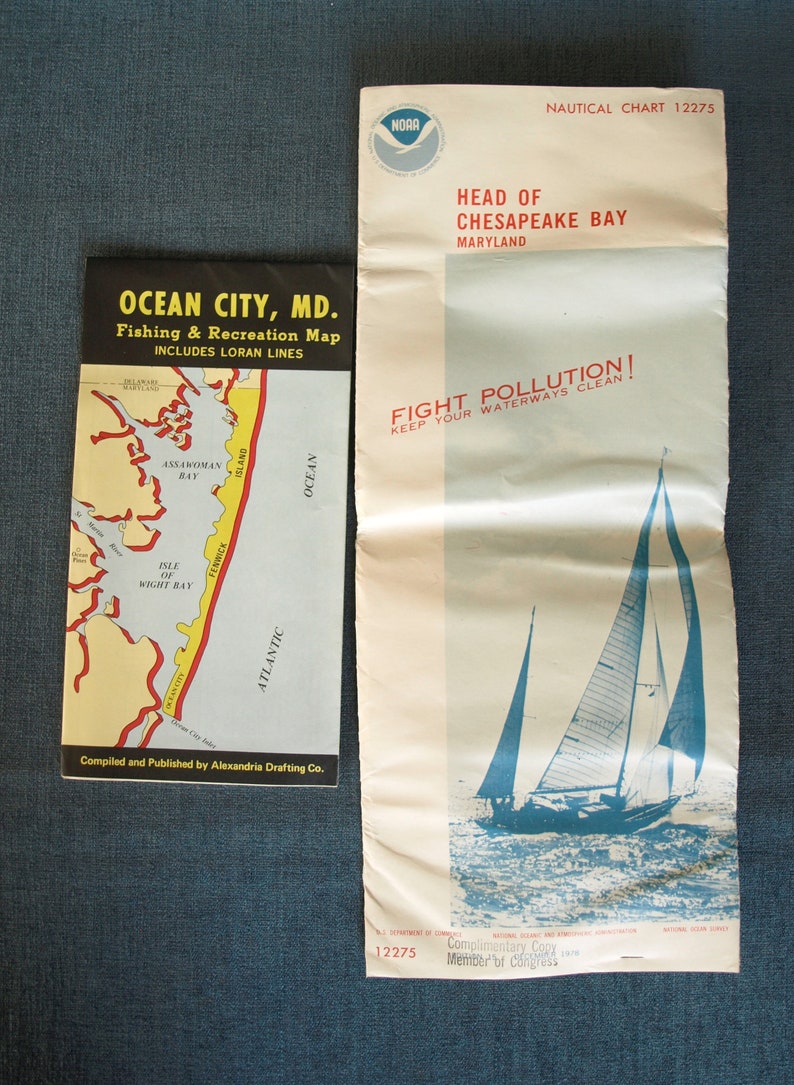 Vintage 1978 Large Fold Out Maps of Head of Chesapeake Bay | Etsy
