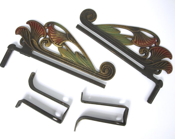 Antique Art Deco Cast Iron Swing Arm Drapery Rods and Brackets - Set of ...