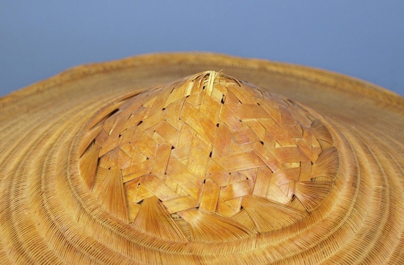 Vintage Asian Bamboo Conical Hat Used for Rice Paddy Farming and Other ...