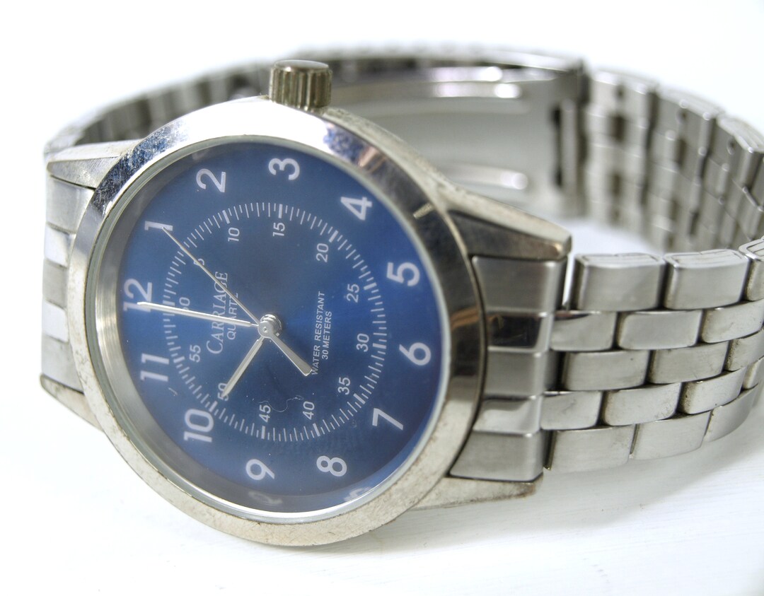Men's TIMEX CARRIAGE Quartz Wrist Watch, Circa 1990's - Silver Tone W ...