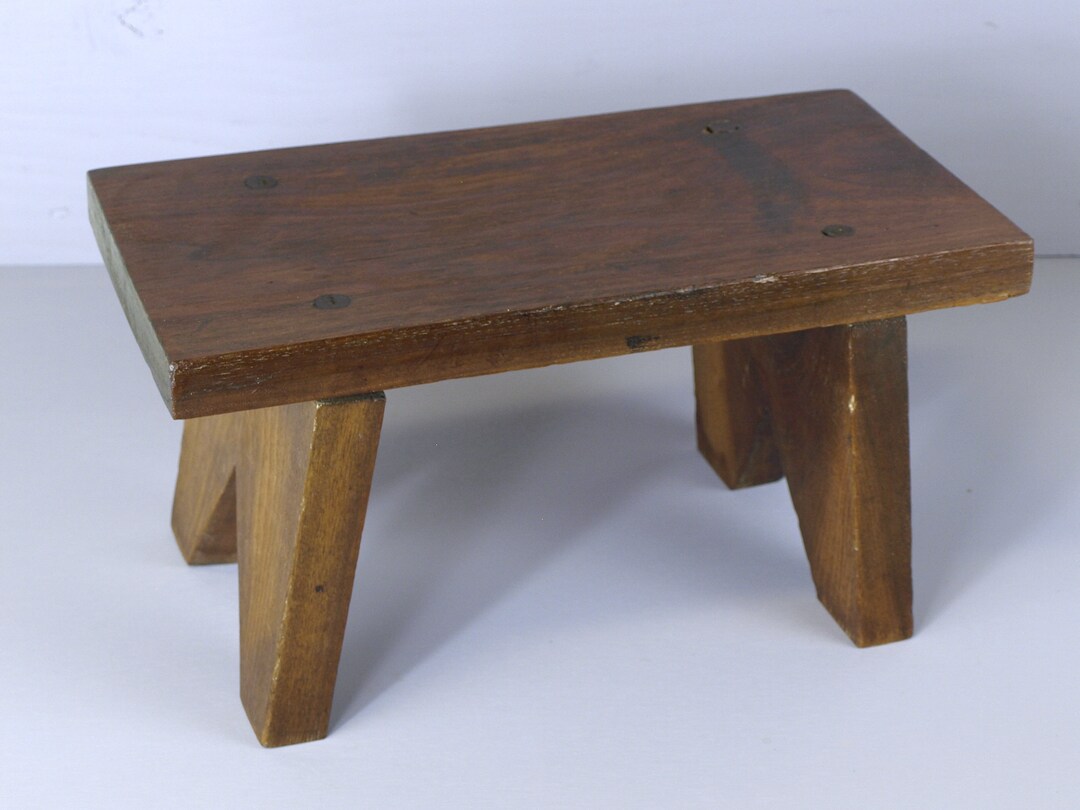 Vintage Handmade Footstool or Cricket Bench, Solid Walnut Wood W/ Satin ...