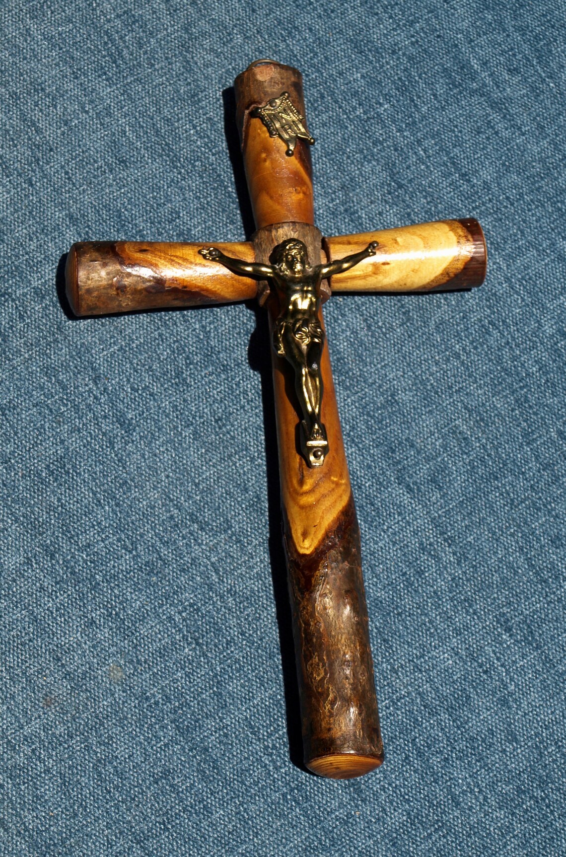 Vintage Crucifix Cross Hand Carved Wood With Bark and Cast - Etsy Ireland