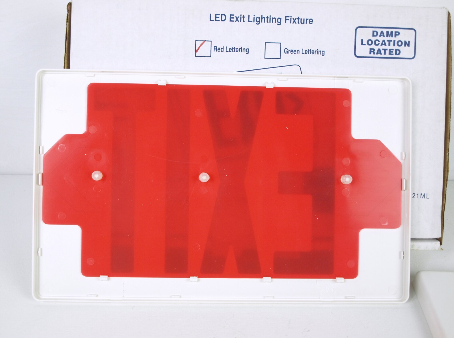 Vintage LED Exit Lighting Fixture, Hardwired W/ Red Lettering & Battery ...