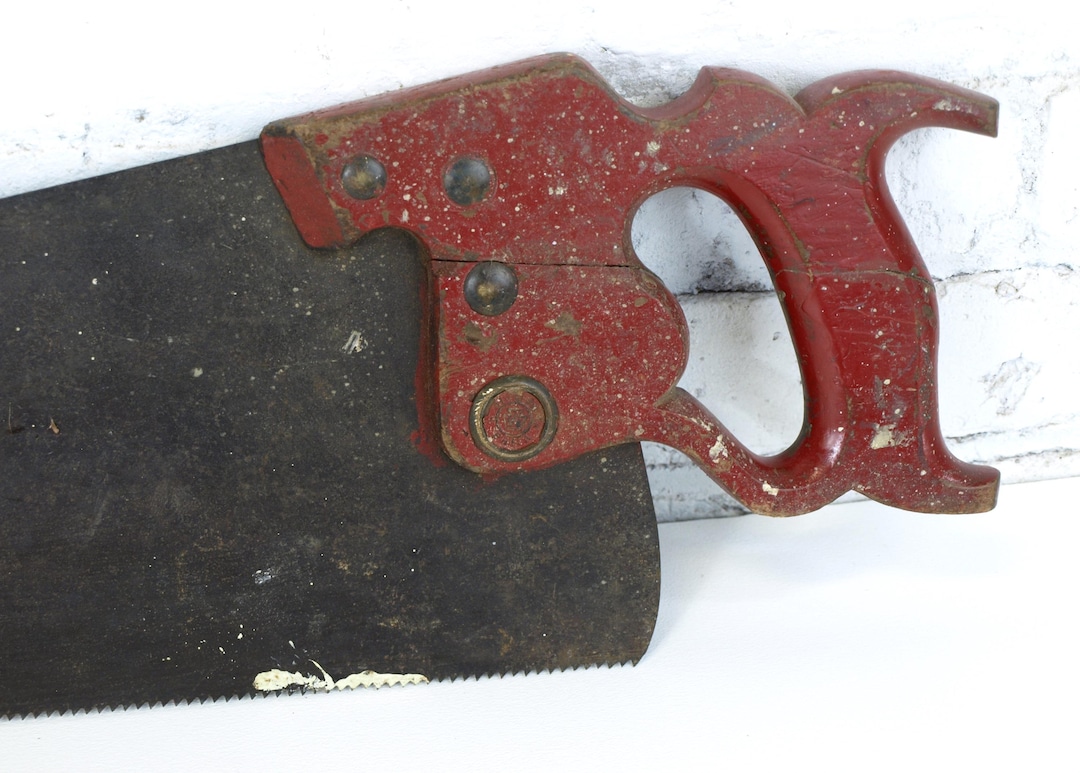 Vintage H Disston & Sons Phila Crosscut Hand Saw With Red Wood Handle ...
