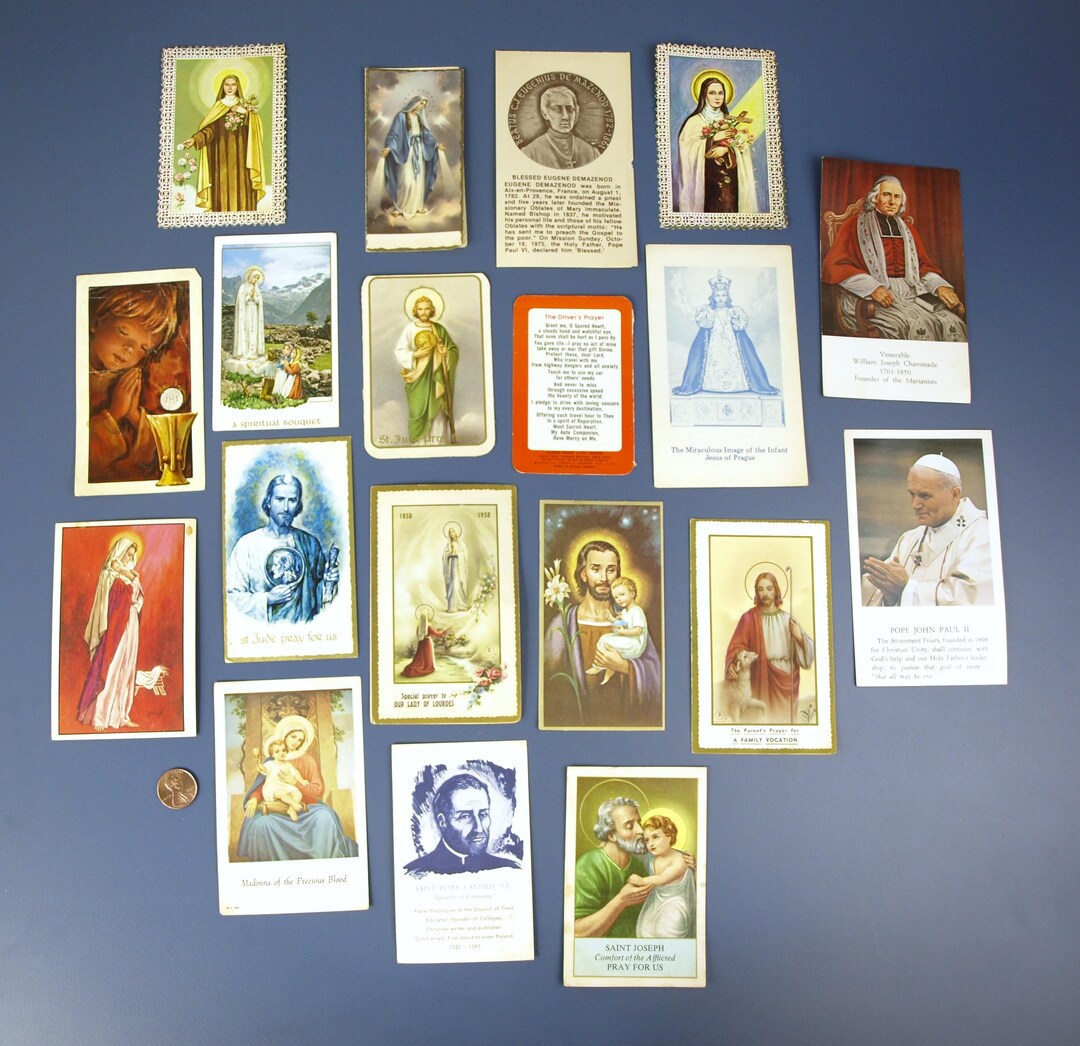 Vintage Catholic Prayer Card Collection, 17 Cards Included - Most ...