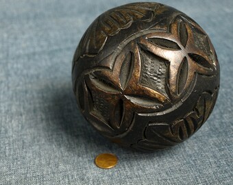 Carved Wood Ball - Etsy