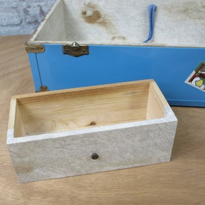 Vintage Blue Metal Doll Steamer Trunk or Case W/ Travel Decals, Circa ...