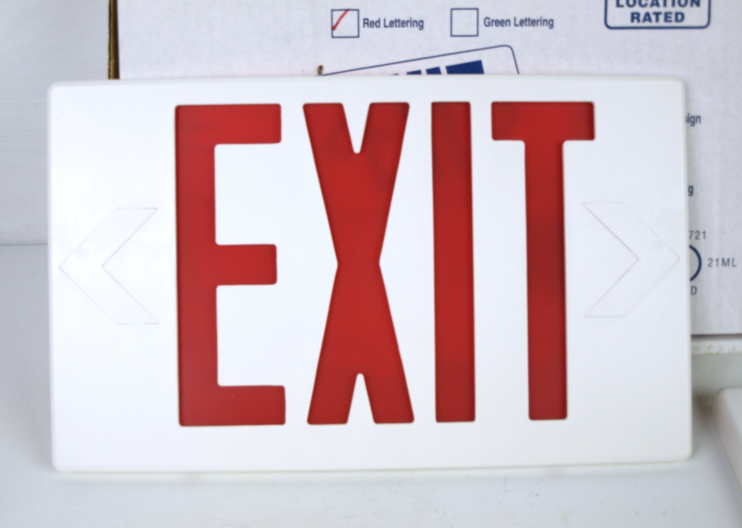 Vintage LED Exit Lighting Fixture, Hardwired W/ Red Lettering & Battery ...