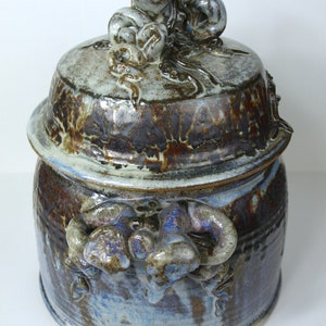 Large Handmade Art Pottery Chowder Pot W/ Lid, Octopus Themed - Signed ...