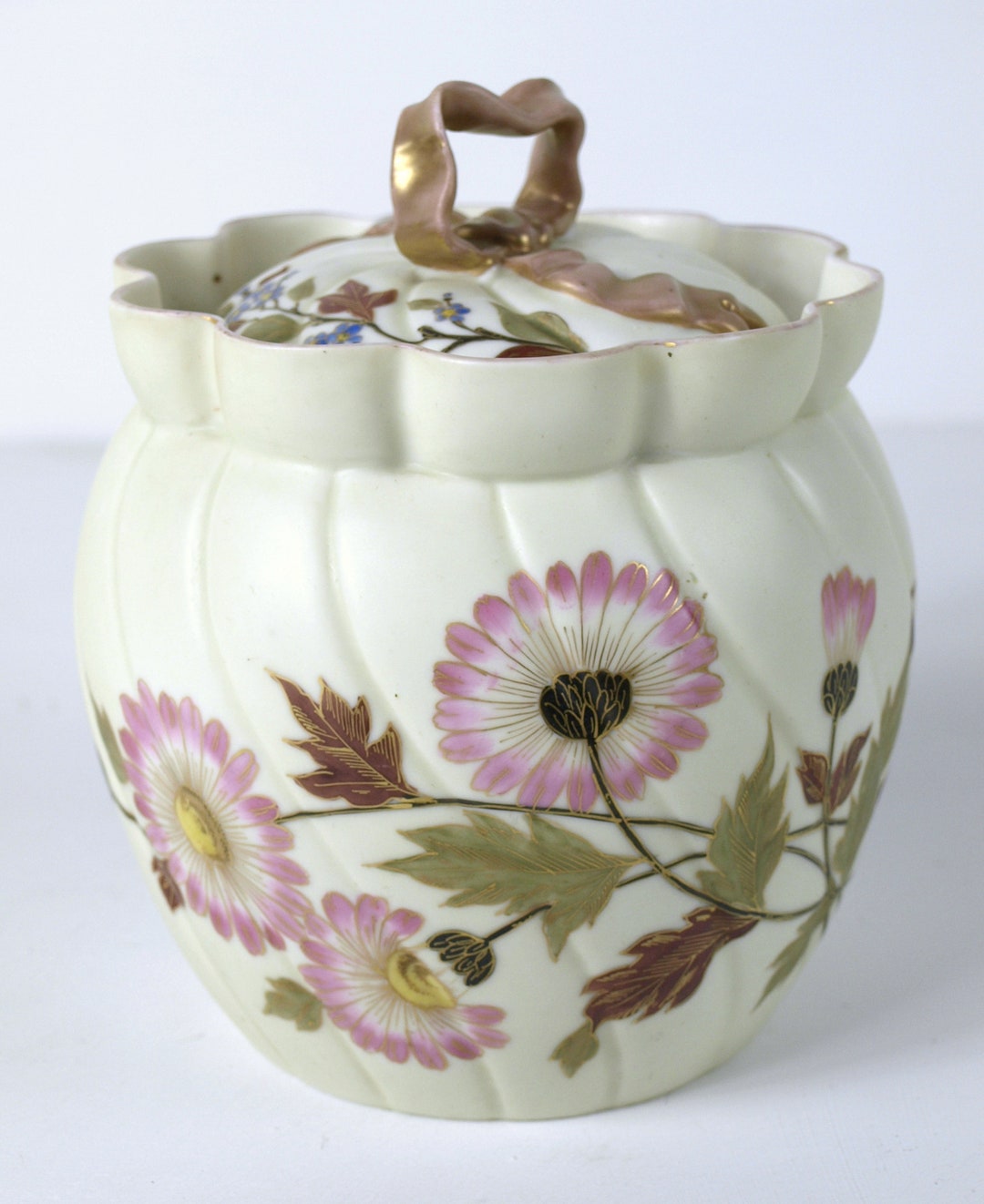 Antique Hand Painted Biscuit Jar W/ Lid by Rudolstadt Works Aka ...