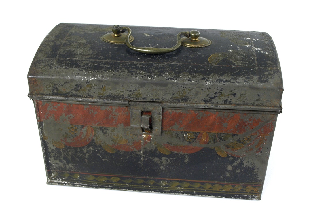 Antique Toleware Document Deed Box, Circa Mid-1800's - Toleware Painted ...