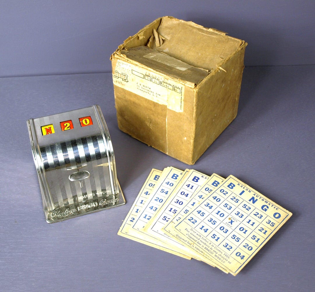 Kralon Bingo Game, Circa 1950's - Includes Number Caller, Bingo Cards ...