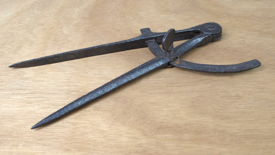 Antique Iron Divider Compass Tool, Circa Early 1800's Blacksmith Made 9 ...