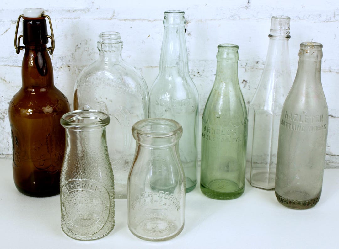 Antique / Vintage Glass Bottle Lot - Walker Gordon Grolsch Lager Beer Heritage Company Scheidt ...