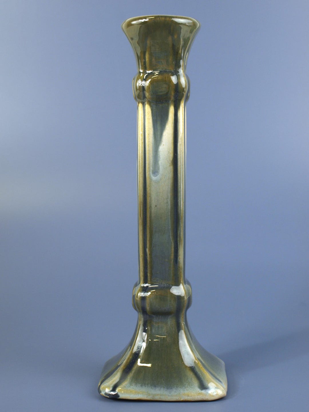 Vintage Ceramic Candle Stick Holder, 10.75" High With Gray & Beige ...