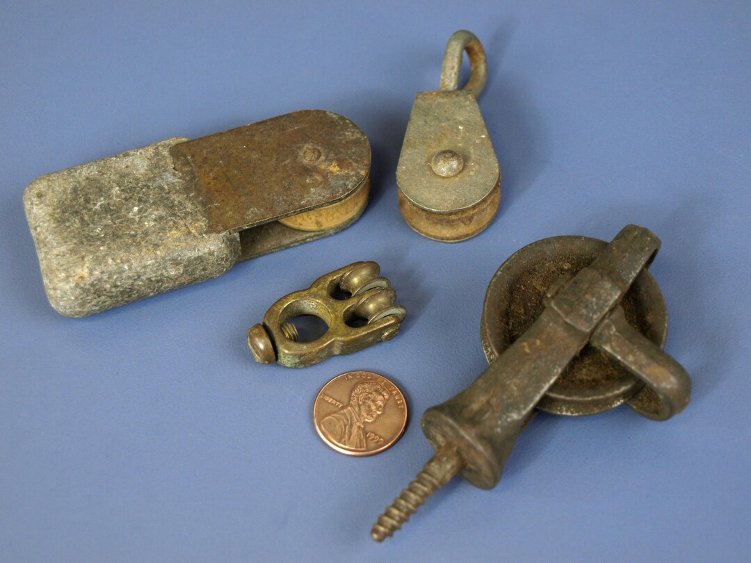 Antique Pulley / Double Pulley / Weighted Pulley #30 Lot of 4 Small ...