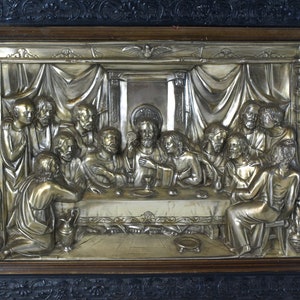 Mid Century Vintage High Relief "the Last Supper", Framed - 3 ...