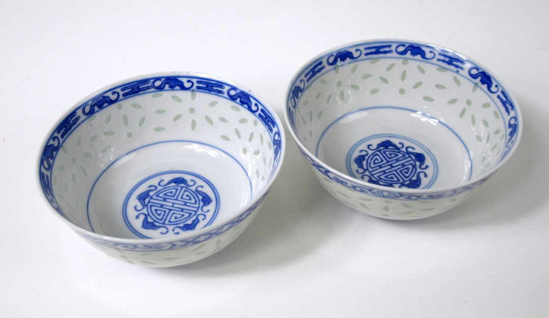 Vintage Rice Bowls W/ rice Eyes, Set of 2 Circa 1970's Asian Dinnerware ...