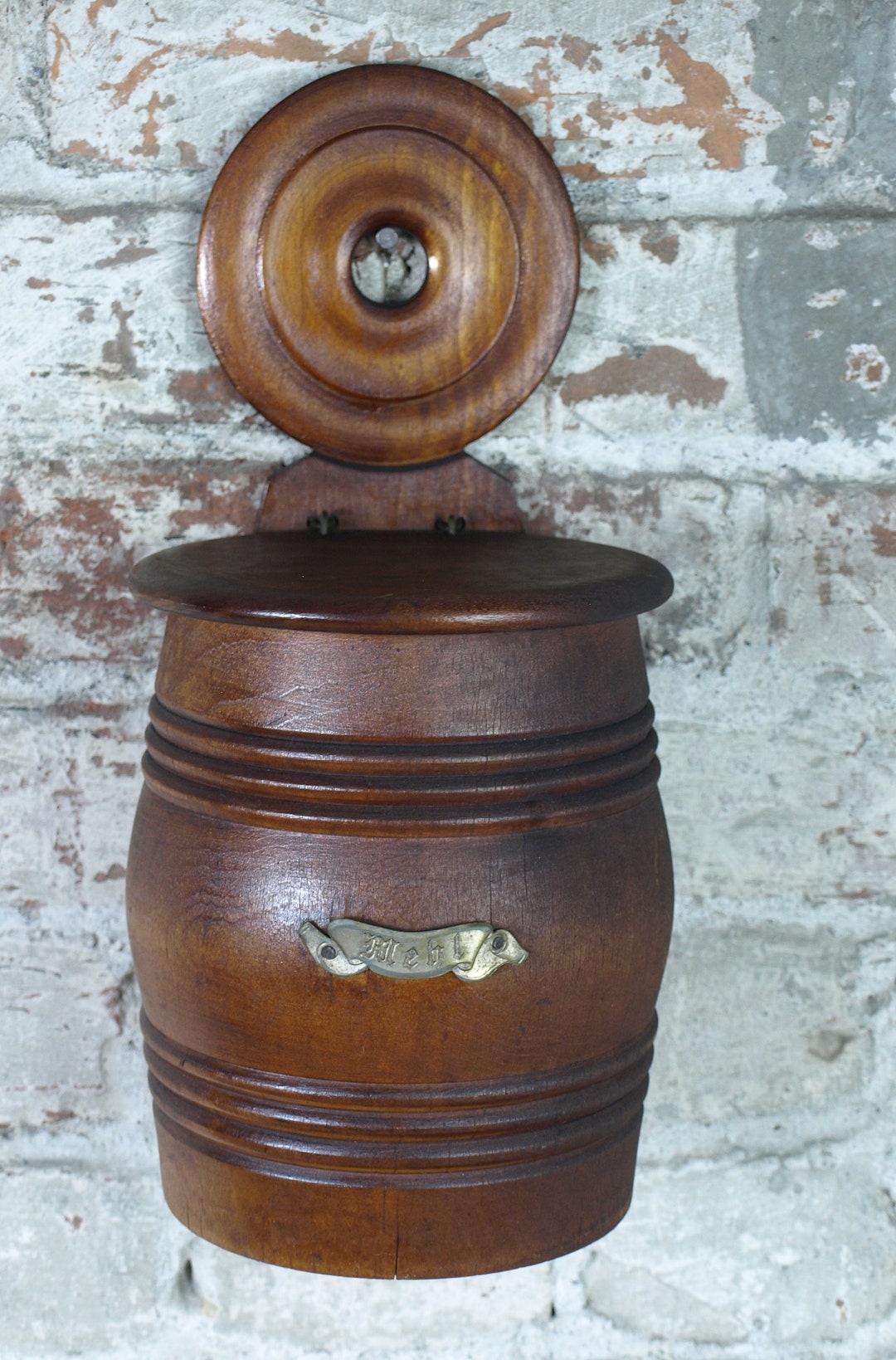 Antique Treenware Wall Canister Circa 1880's Wall - Etsy