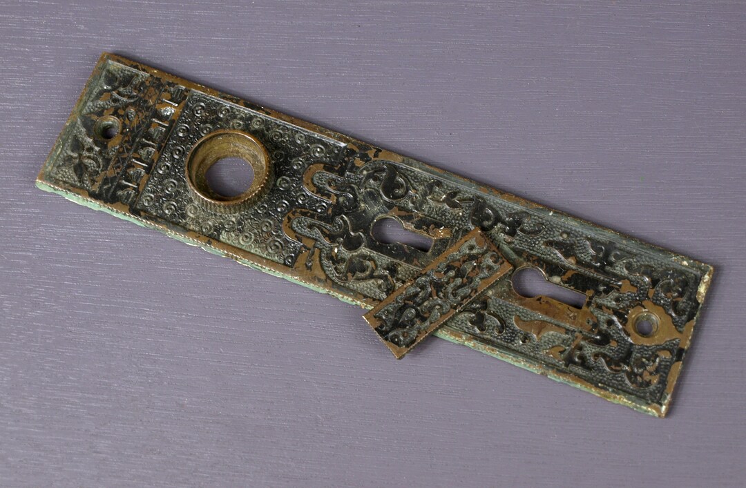 Antique Solid Brass Double Keyhole Doorknob Back Plate Stamped No. 511 ...