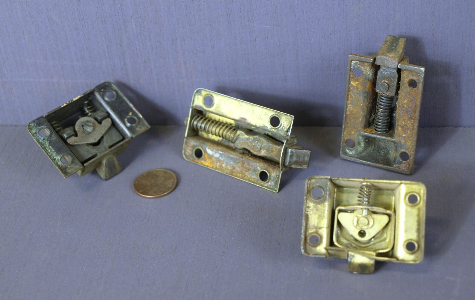 Vintage Spring Loaded Cabinet Door Latches (2) Long (2) Short, National ...