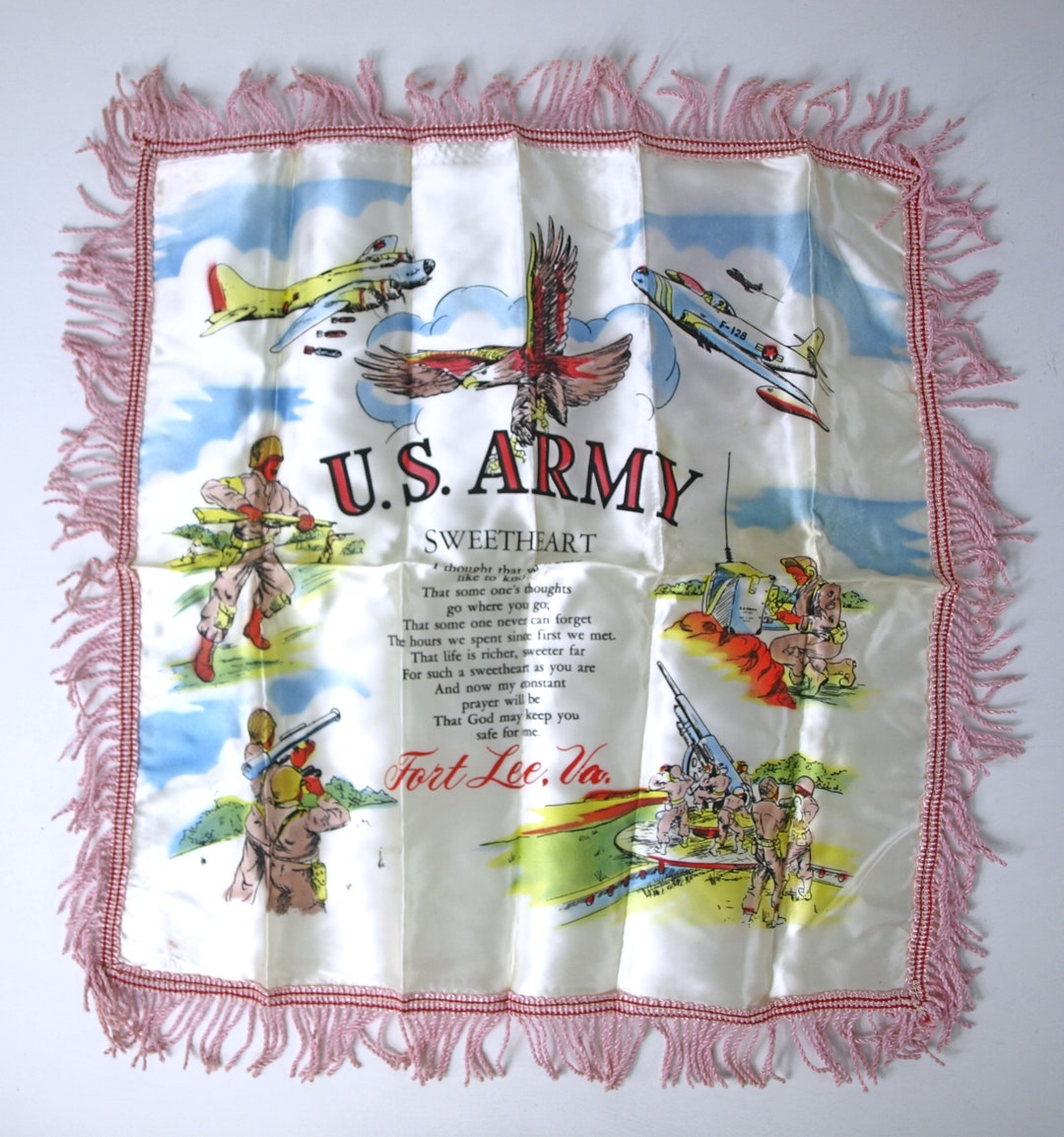 Vintage US Army Sweetheart Pillow Case, Fort Lee Virginia - Fits 16" X ...