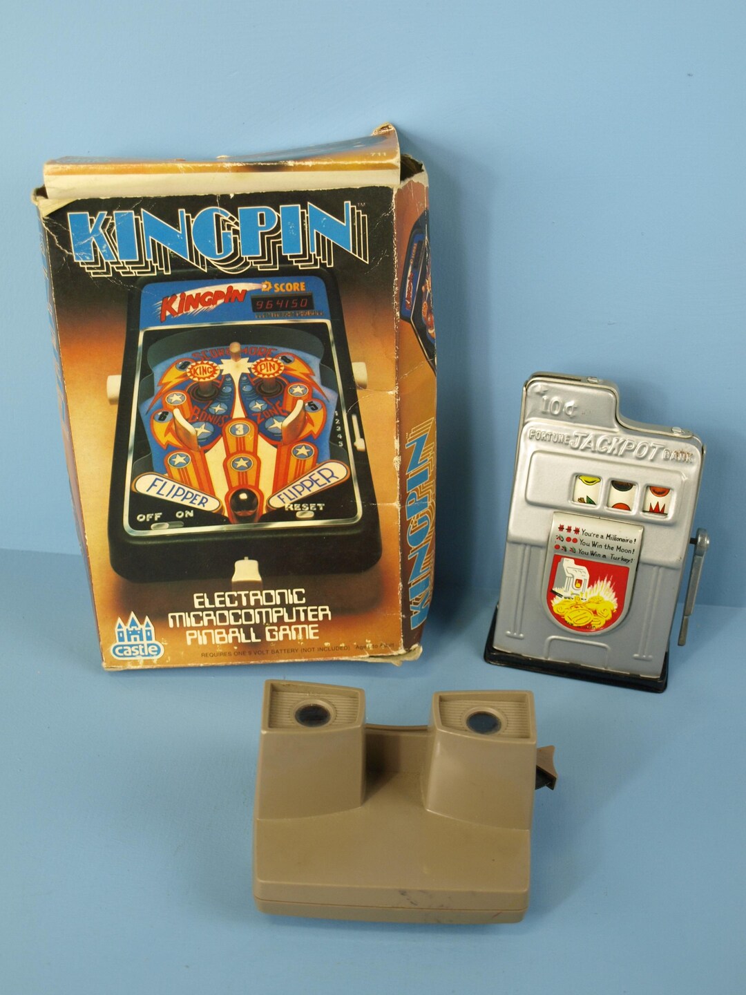 Vintage Toy Lot: Kingpin Electric Pinball W/ Original Box View Master ...