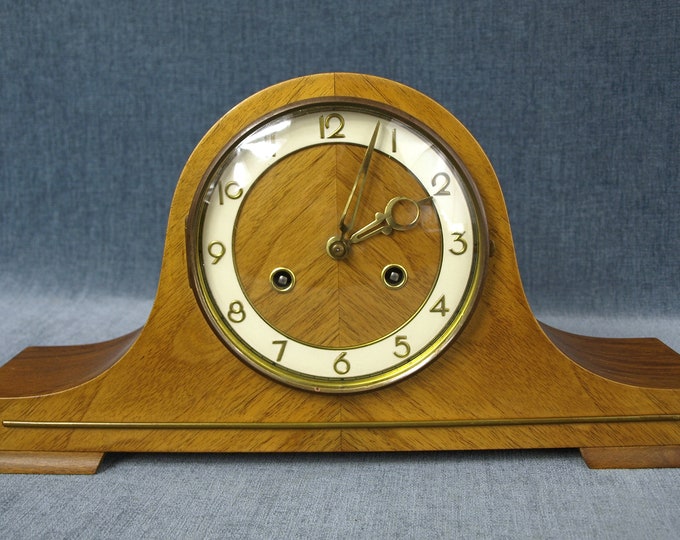 Antique German Suevia Sindelfingen Wood Tambour Mantel Clock - Works ...