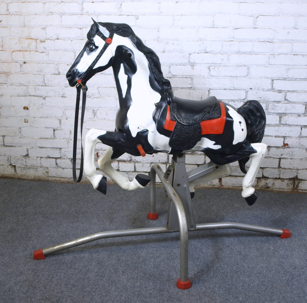 Blaze 1961 Mattel Large Vintage Rocking Horse Galloping With Black and ...