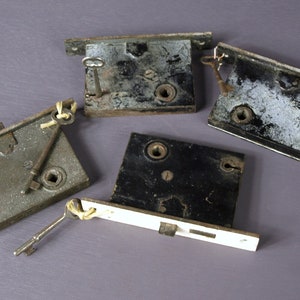 Antique Cast Iron Mortise Door Locks, Set of 4 WITH KEYS, Circa 1900's ...