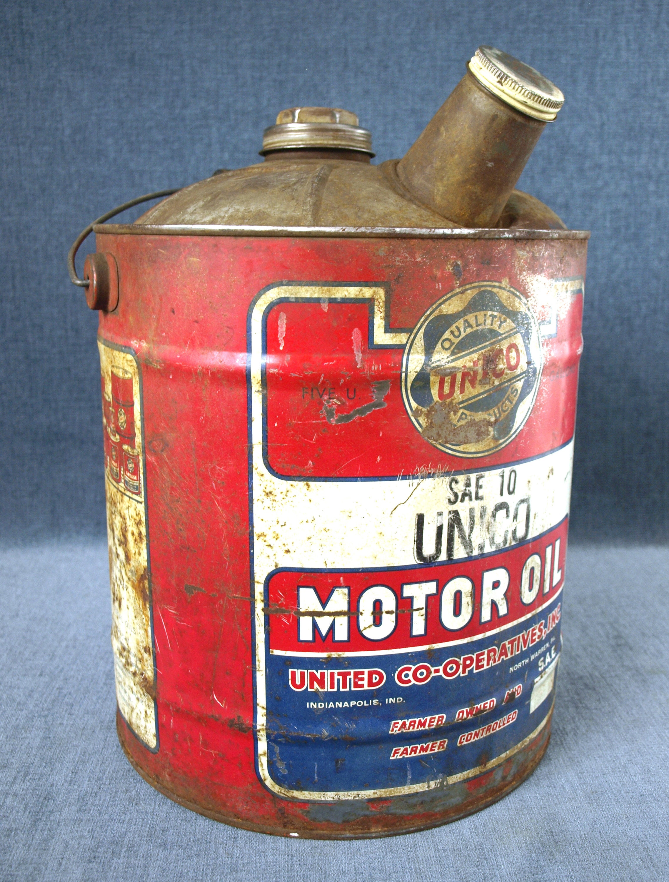 Vintage Large Metal Unico SAE 10 Motor Oil Can Five U.S. - Etsy