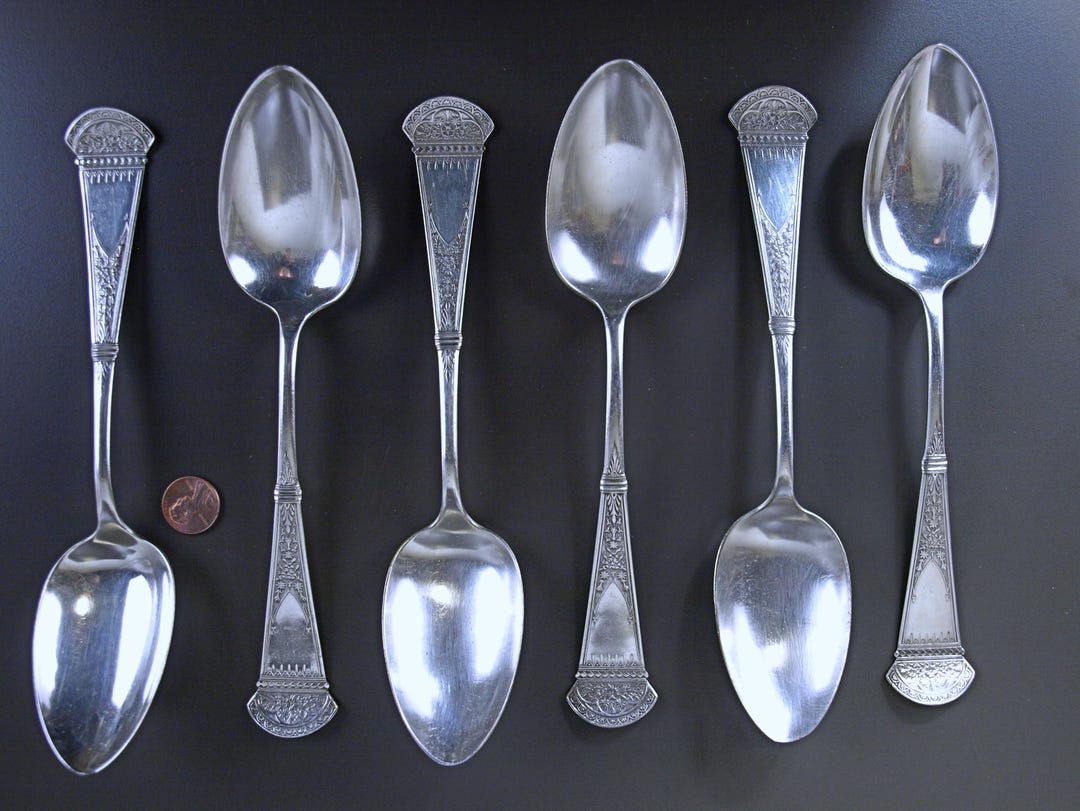 Antique Silver Plated Serving Spoons, Set of 6 - 1847 Rogers Bros ...