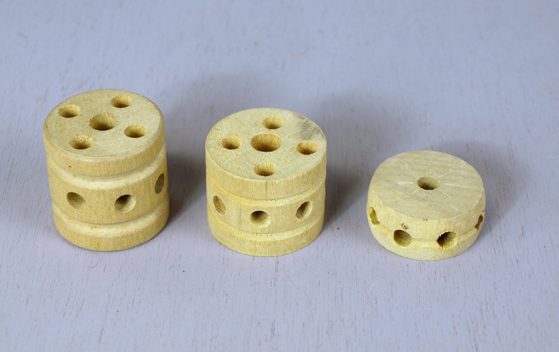 Vintage Tinker Toy Wooden Parts, Wide Large & Small 5-hole Spool Wheels ...