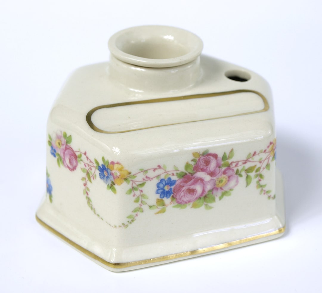 Vintage Bethwood Royal China Porcelain Inkwell With Hand Painted Rose ...