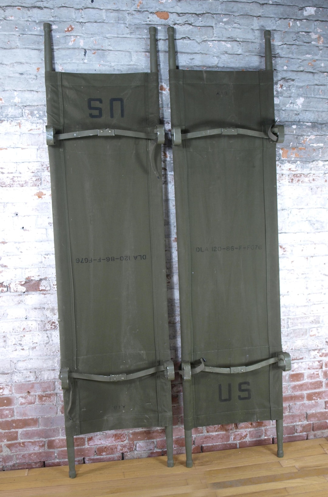 Vintage WWII US Military Army Folding Canvas Cots or Stretchers No. DLA ...