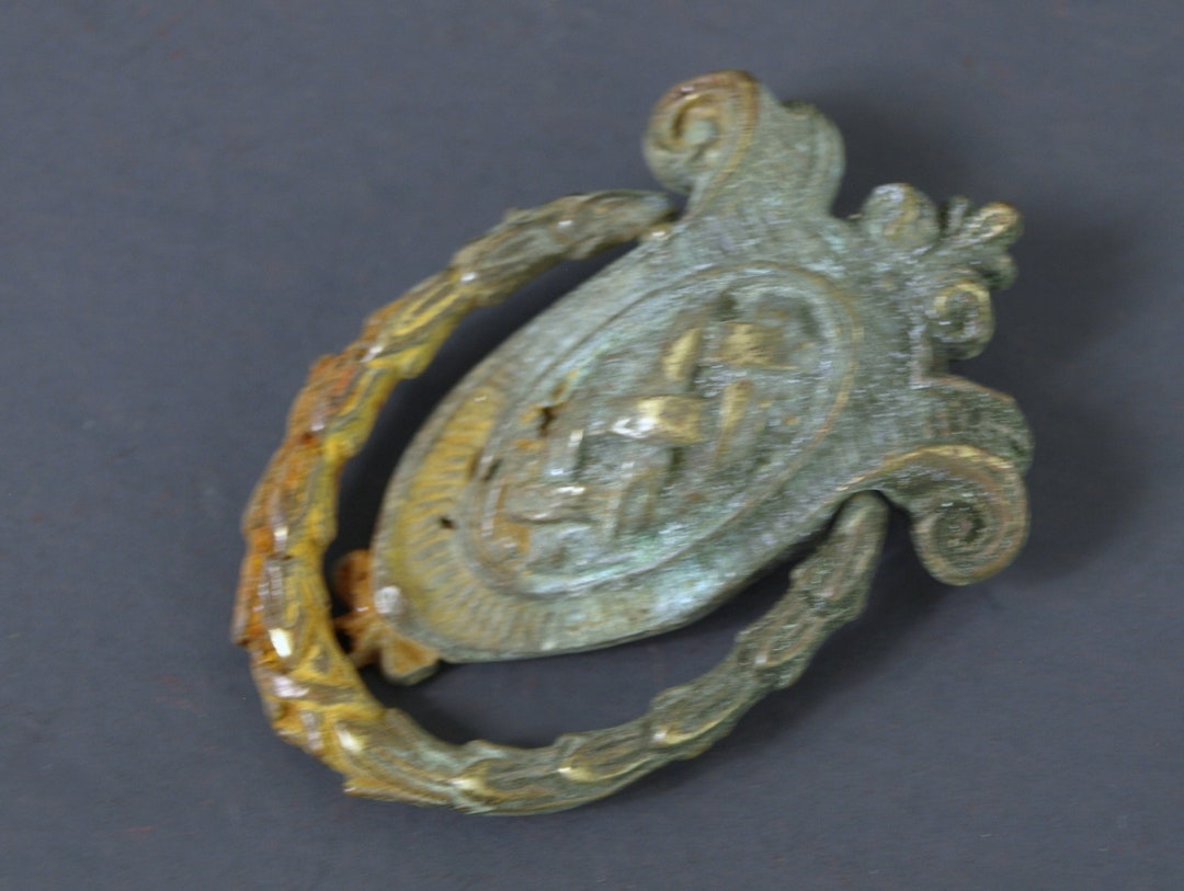 Antique Edwardian Ornate Cast Metal O Ring Drawer Pull With Basket ...