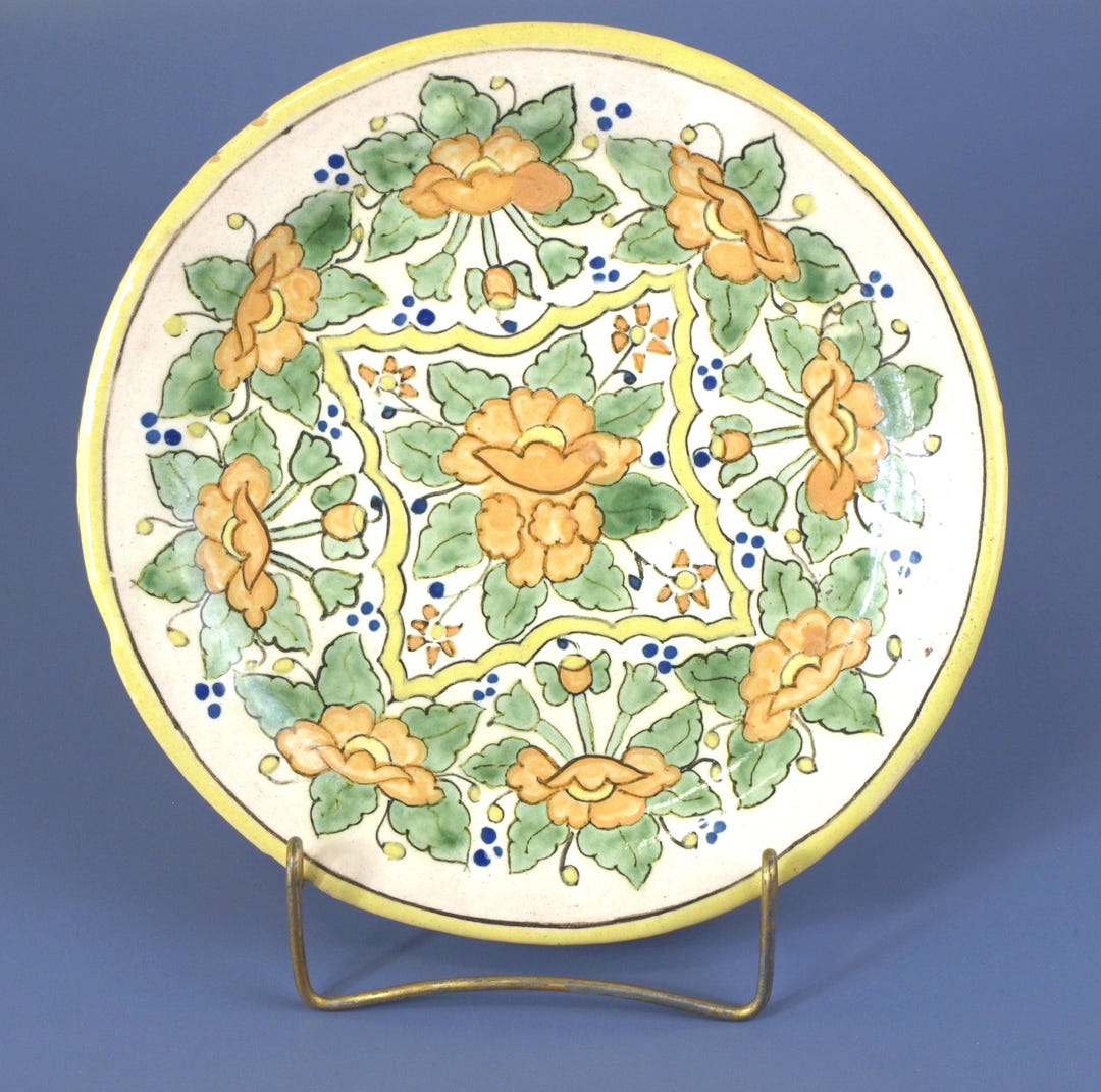 Vintage Pueblo, Mexico Handcrafted 10" Stoneware Floral Mandala Plate ...