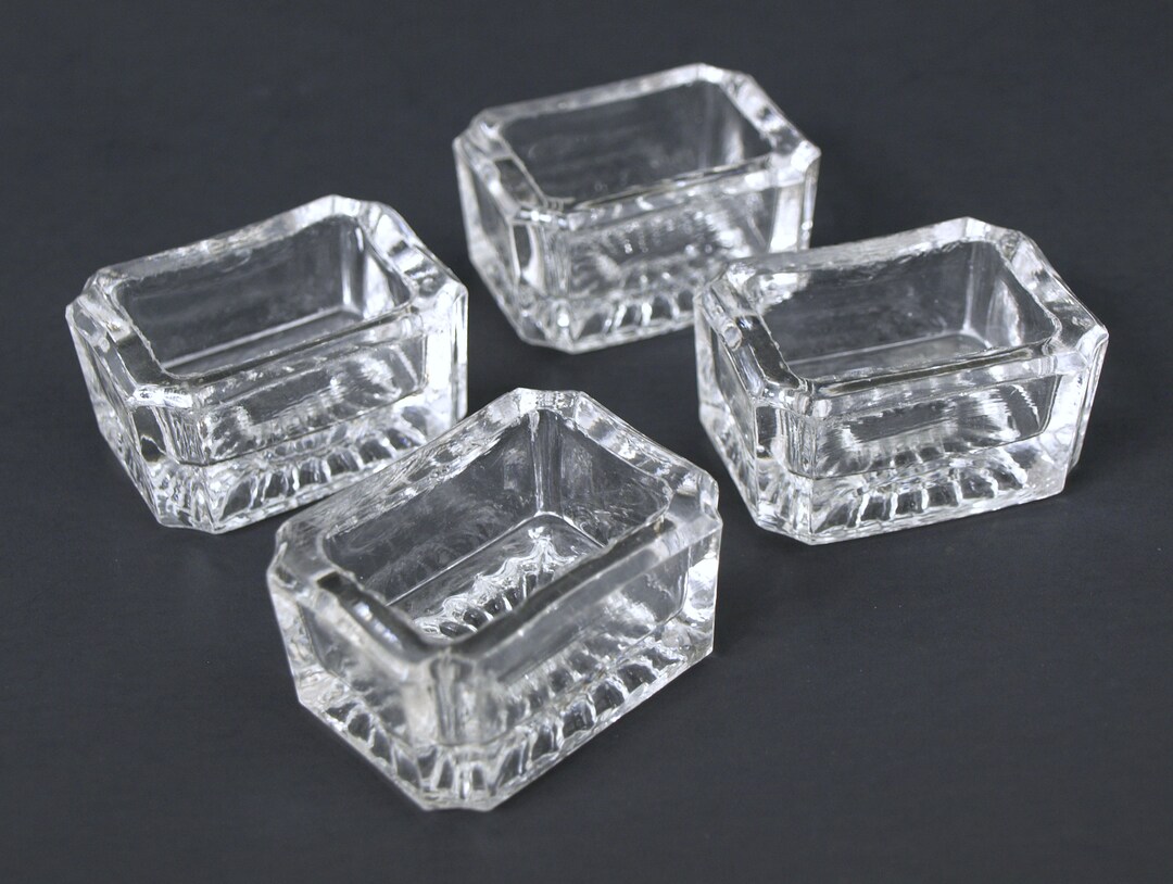 Antique EAPG Clear Rectangular Salt Pinch Cellars - Early American Pressed Glass - Set of 4 - Etsy