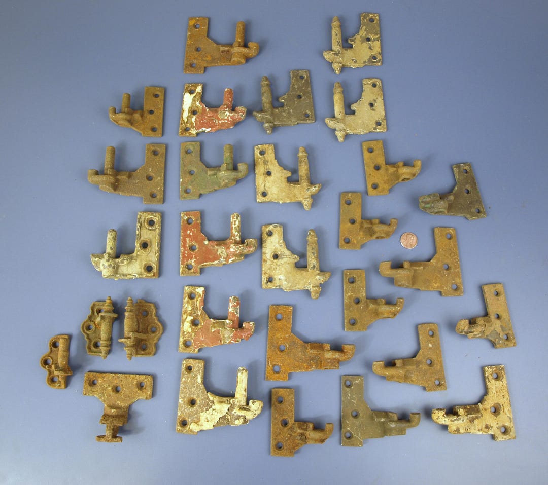 Antique Cast Iron Shutter Hinge Hardware, 29 Pieces - Circa Late 1800's ...