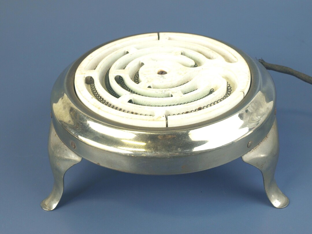 Antique / Vintage Footed Chrome 8" Hot Plate W/ Bakelite Plugs & Light ...