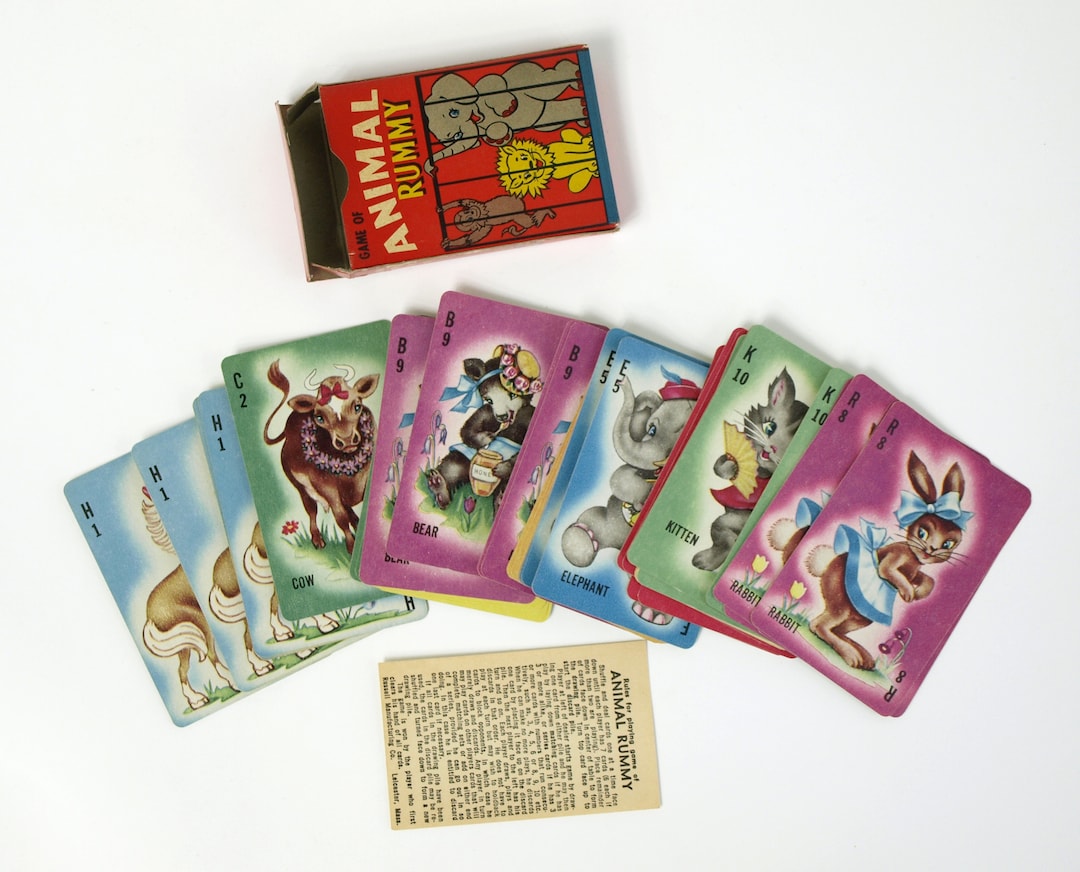 Vintage Game of Animal Rummy by Russell Manufacturing Co in Original ...