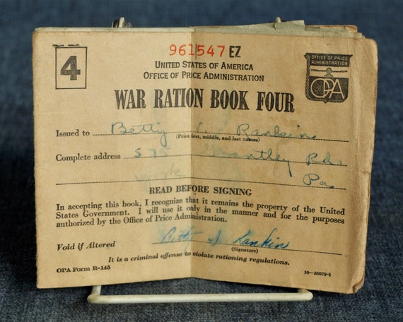 WWII War Ration Book Four United States of America Office of | Etsy