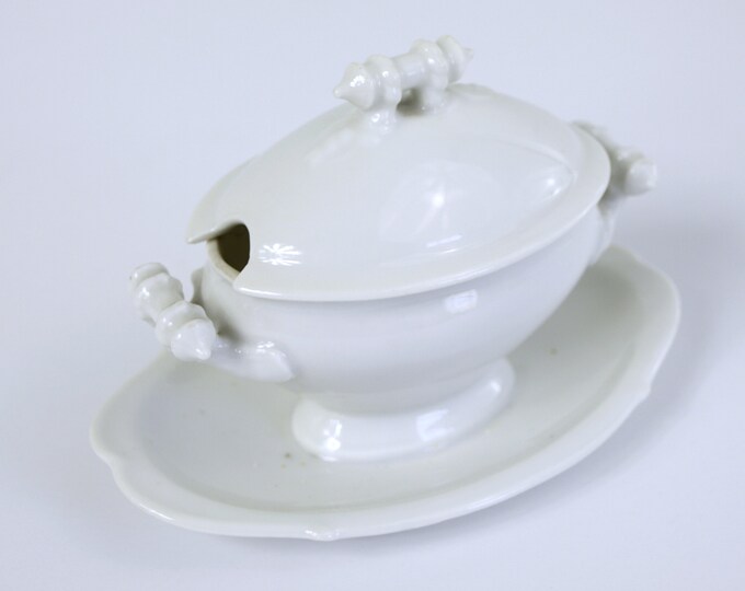Vintage Tureen With Ladle and Lid / Antique White Ironstone Tureen ...
