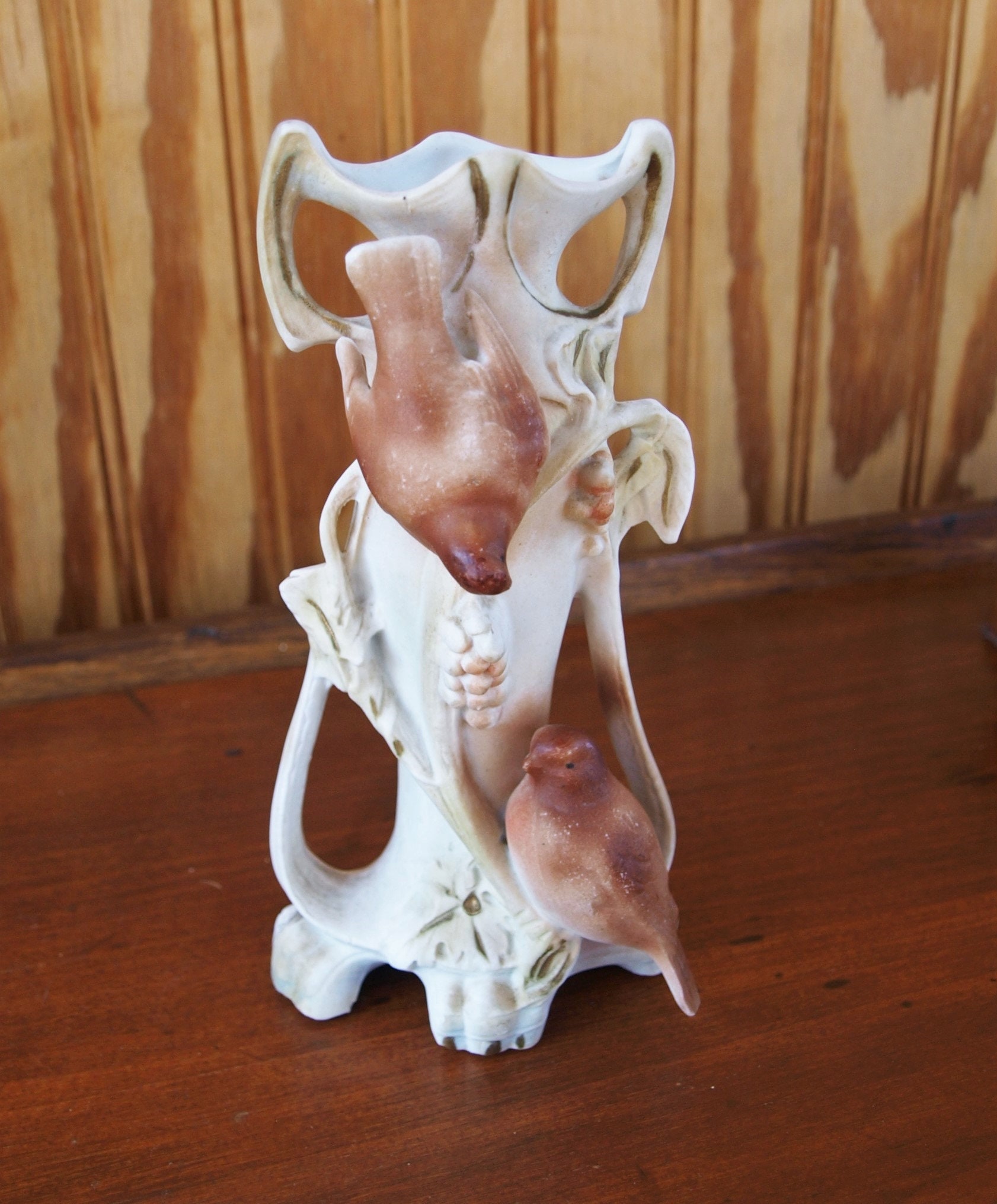 Antique Porcelain Bisque Bird Figurine Bud Vase Made in - Etsy