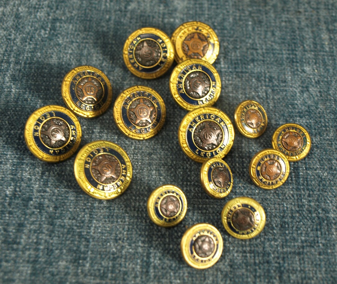 Antique 1919 US American Legion Brass and Bronze Uniform Buttons by W.B ...