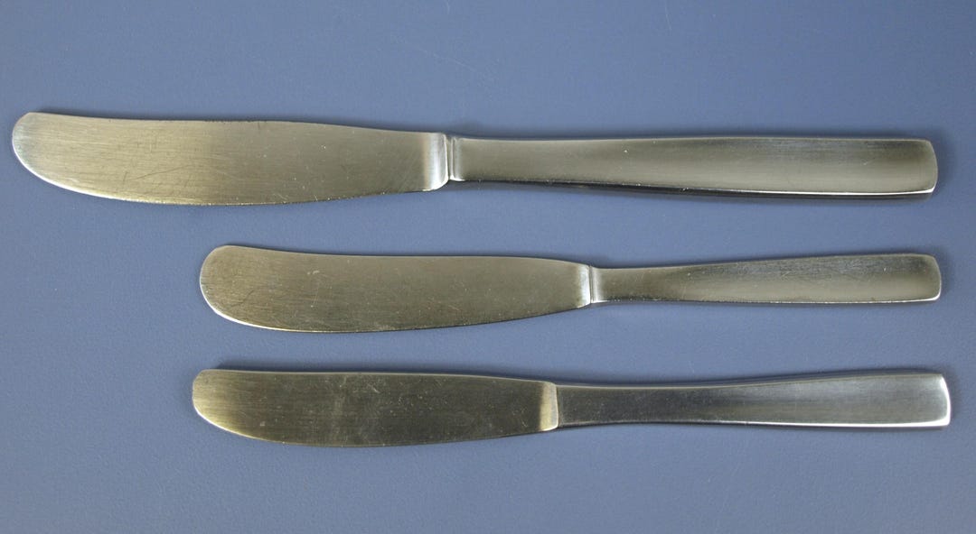 Vintage Gense Sweden Facette Modern Solid Knife & 2 Flat Handle Butter ...
