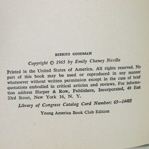 Vintage Book, "berries Goodman" by Emily Cheney Neville - Harper & Row ...
